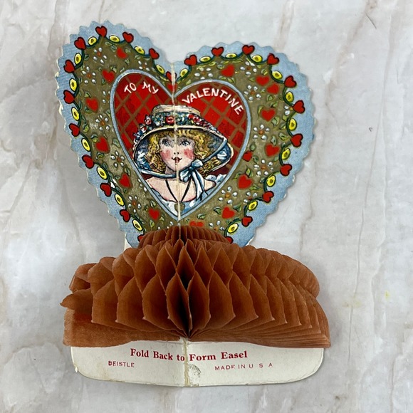 None | Accents | Vintage Beistle Valentines Day Card Fold Out Honeycomb ...